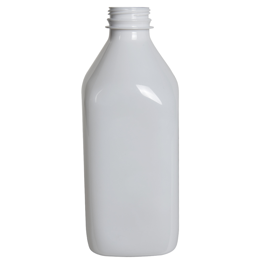 1L White PET Square Beverage Bottle with 38mm DBJ Neck (Cap Sold ...
