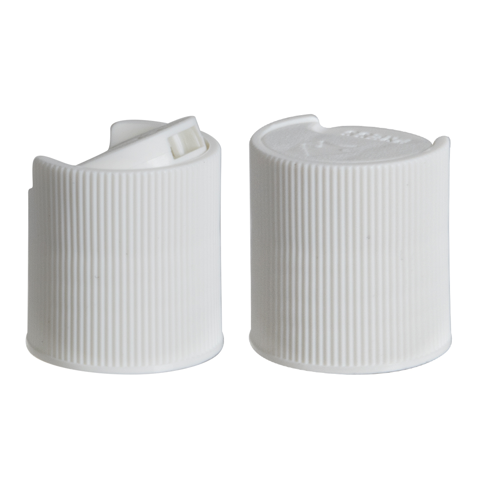 20/410 White Polypropylene (50% PCR Material) Ribbed Disc-Top Dispensing Cap with 0.270" Orifice ...