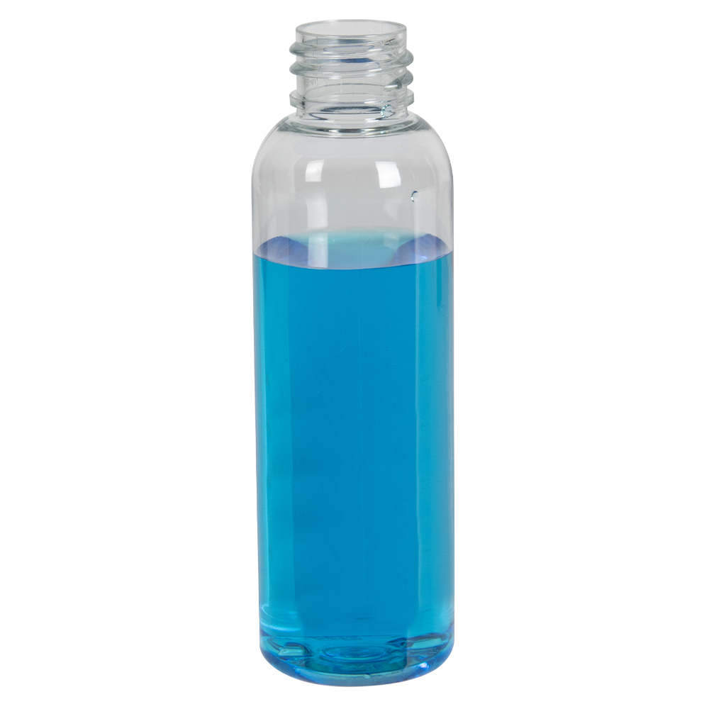 2 oz. Clear PET (100% PCR Material) Cosmo Bullet Round Bottle with 20/ ...