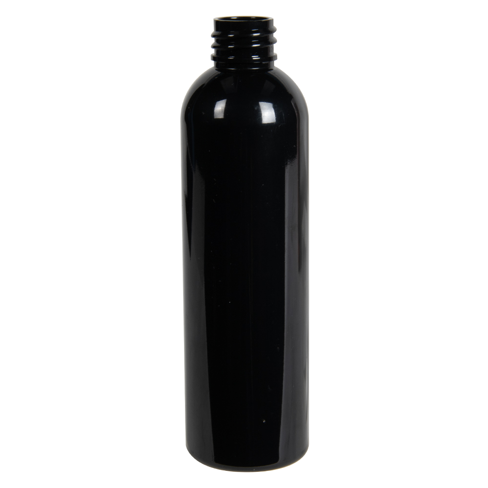 4 oz. Black PET (100% PCR Material) Cosmo Bullet Round Bottle with 20/ ...