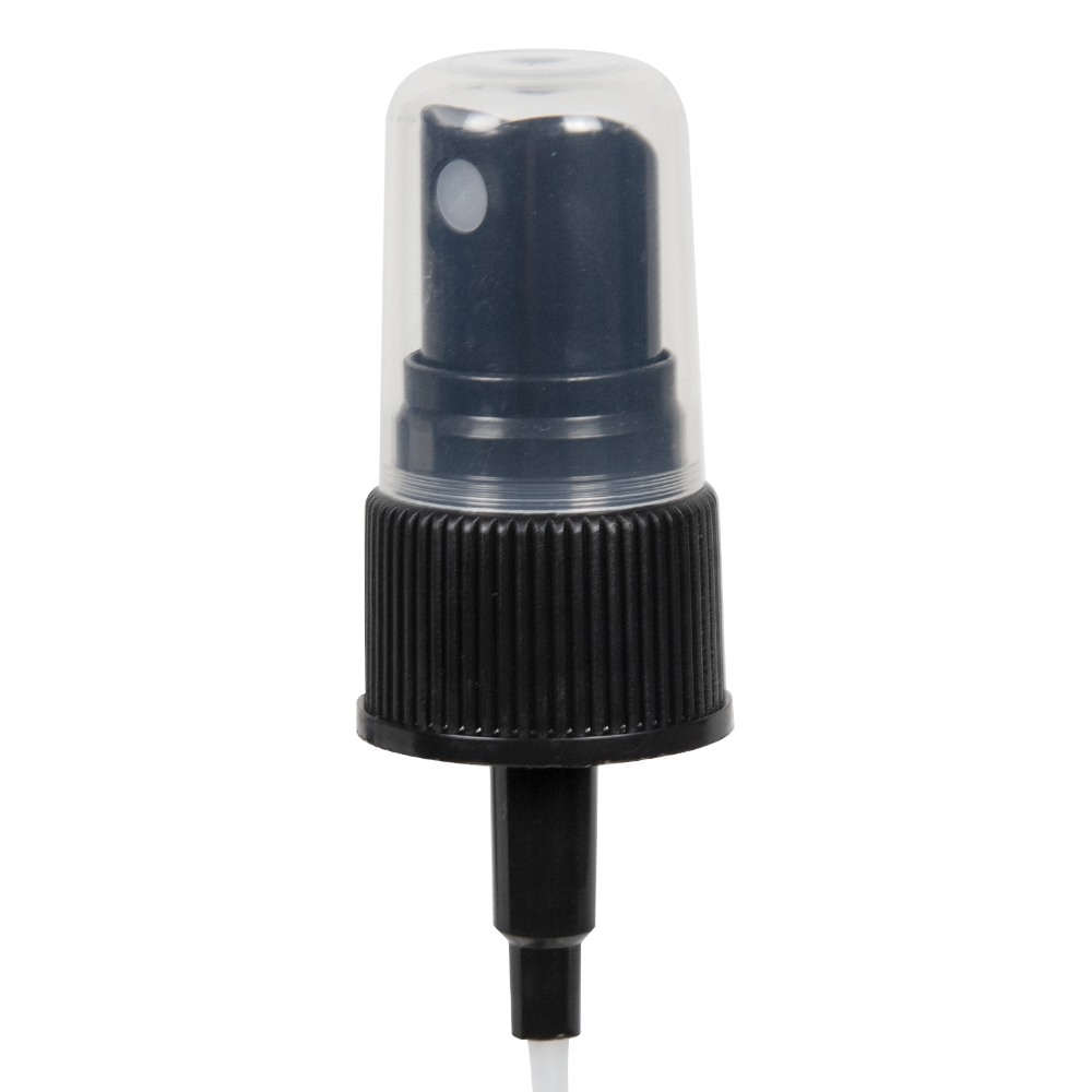 20/410 Black Polypropylene (83% PCR Material) Ribbed Finger Sprayer - 5-1/4" Dip Tube & 0.16mL ...