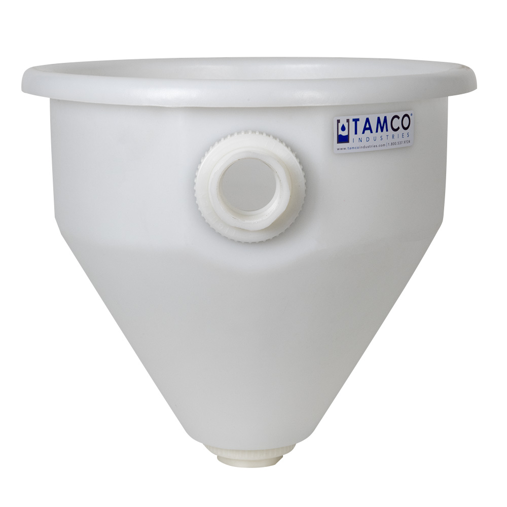 16" Dia. x 16" Hgt. Natural Tamco® Round Hopper with 2" FNPT Bulkhead ...