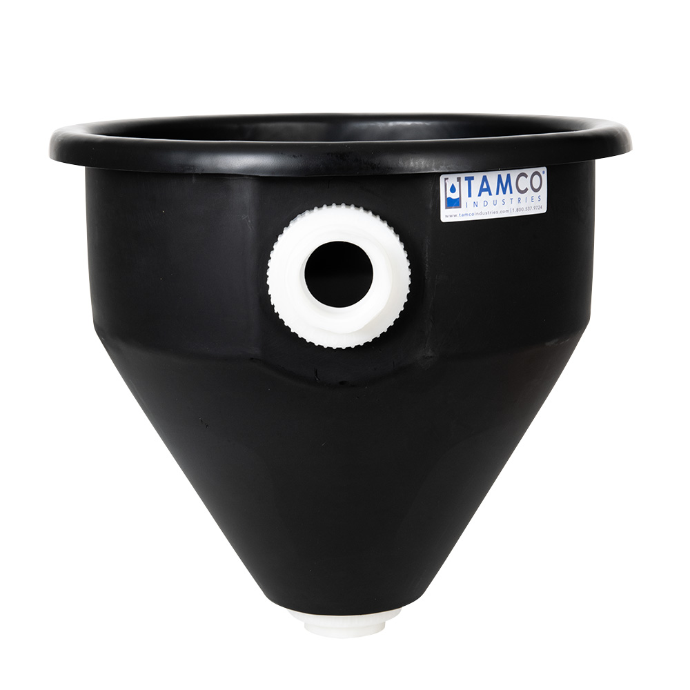 30" Dia. x 28" Hgt. Black Tamco® Round Hopper with 2" FNPT Bulkhead ...