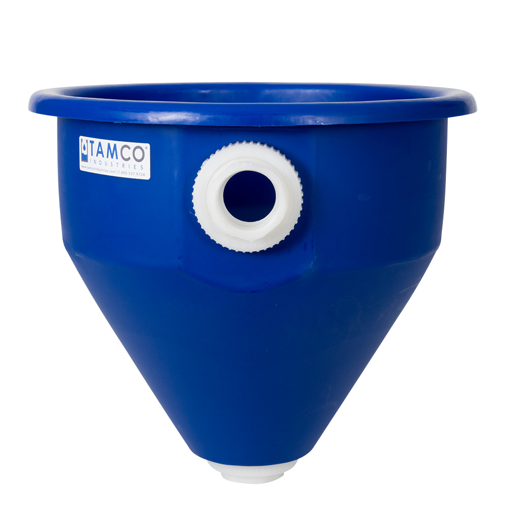 16" Dia. x 16" Hgt. Blue Tamco® Round Hopper with 2" FNPT Bulkhead ...