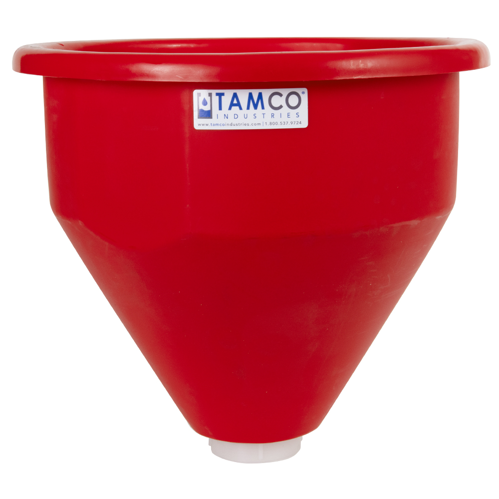 16" Dia. x 16" Hgt. Red Tamco® Round Hopper with 3" FNPT Boss Outlet ...