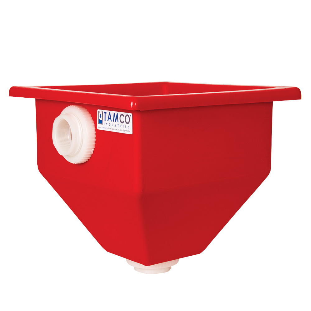 12-1/2" L x 12-1/2" W x 13" Hgt. Red Tamco® Square Hopper with 2" FNPT ...