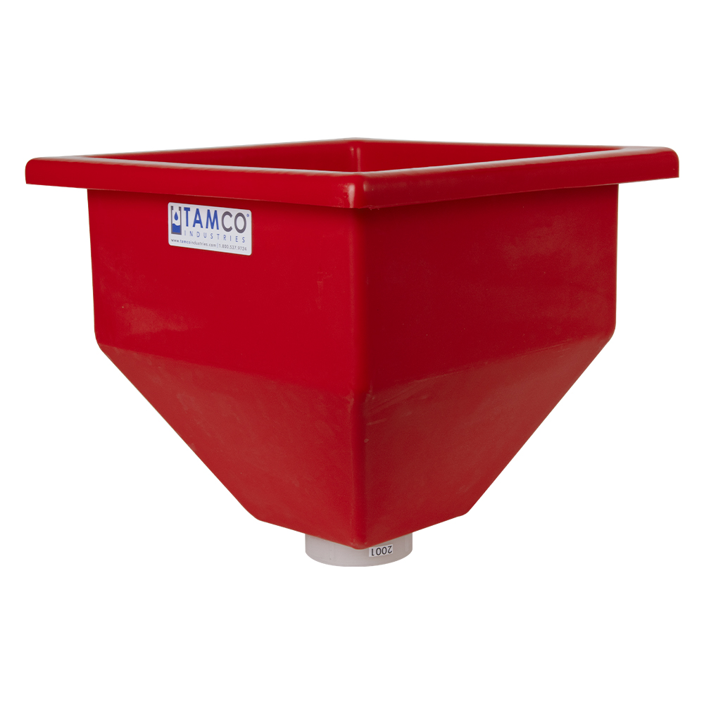 12-1/2" L x 12-1/2" W x 13" Hgt. Red Tamco® Square Hopper with 3" FNPT ...