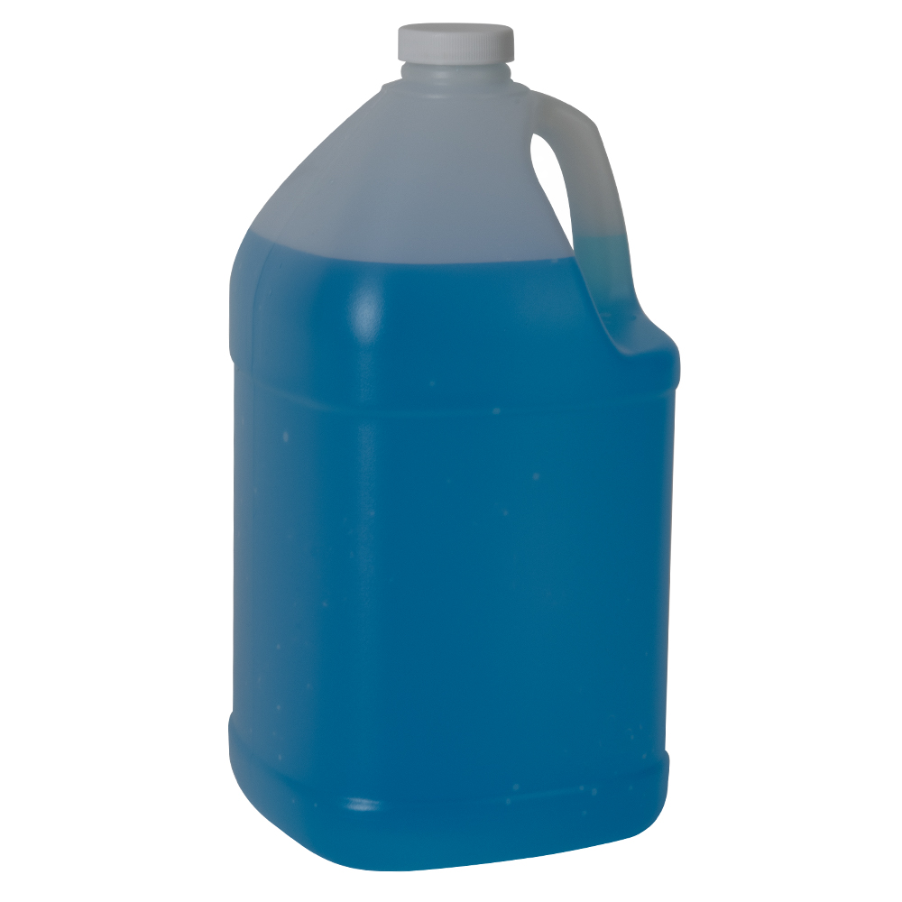 1 Gallon Natural HDPE Square Jug with 38/400 White Ribbed Cap with Heat ...