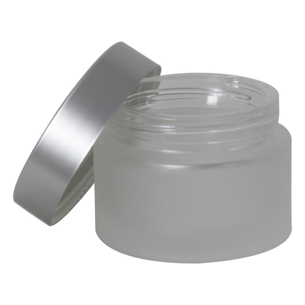 50mL Frosted Glass Jar with 53mm Brushed Silver Lid with F217 Liner | U ...