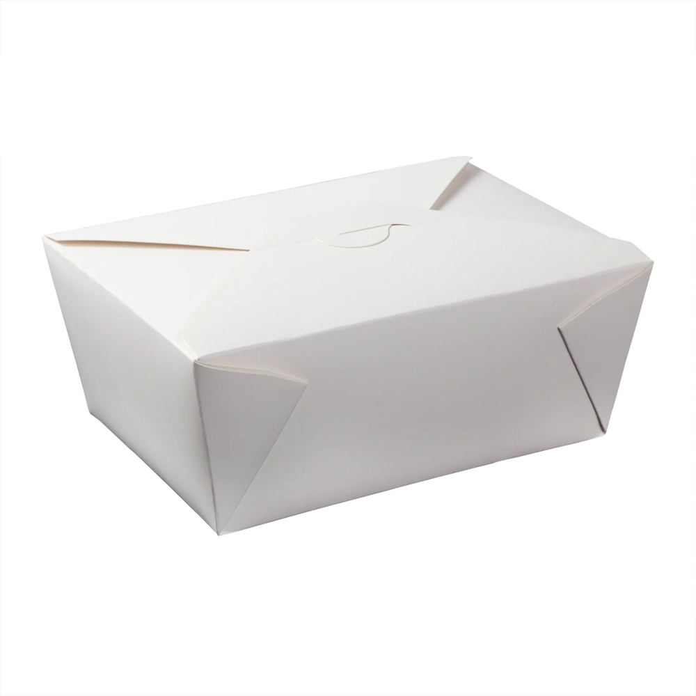 #4 White Large Folded Paperboard Takeout Box with High Profile - Case ...