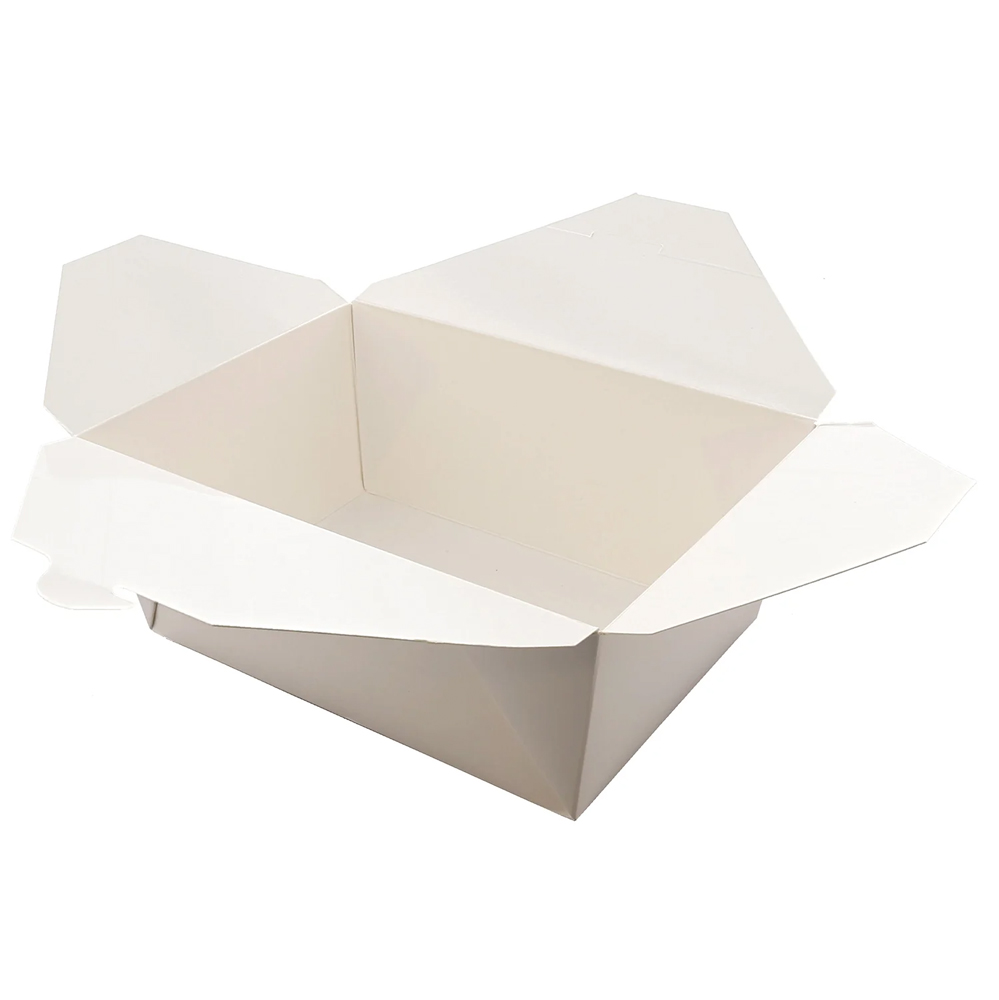 #4 White Large Folded Paperboard Takeout Box with High Profile - Case ...