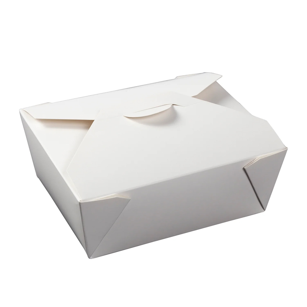 #8 White Medium Folded Paperboard Takeout Box with High Profile - Case ...