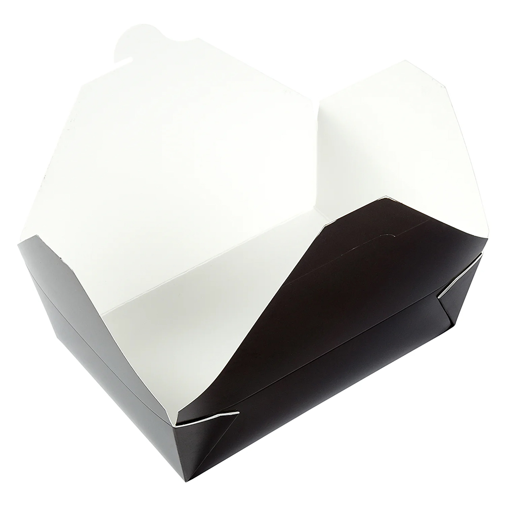 #3 Black Large Folded Paperboard Takeout Box with Medium Profile - Case ...