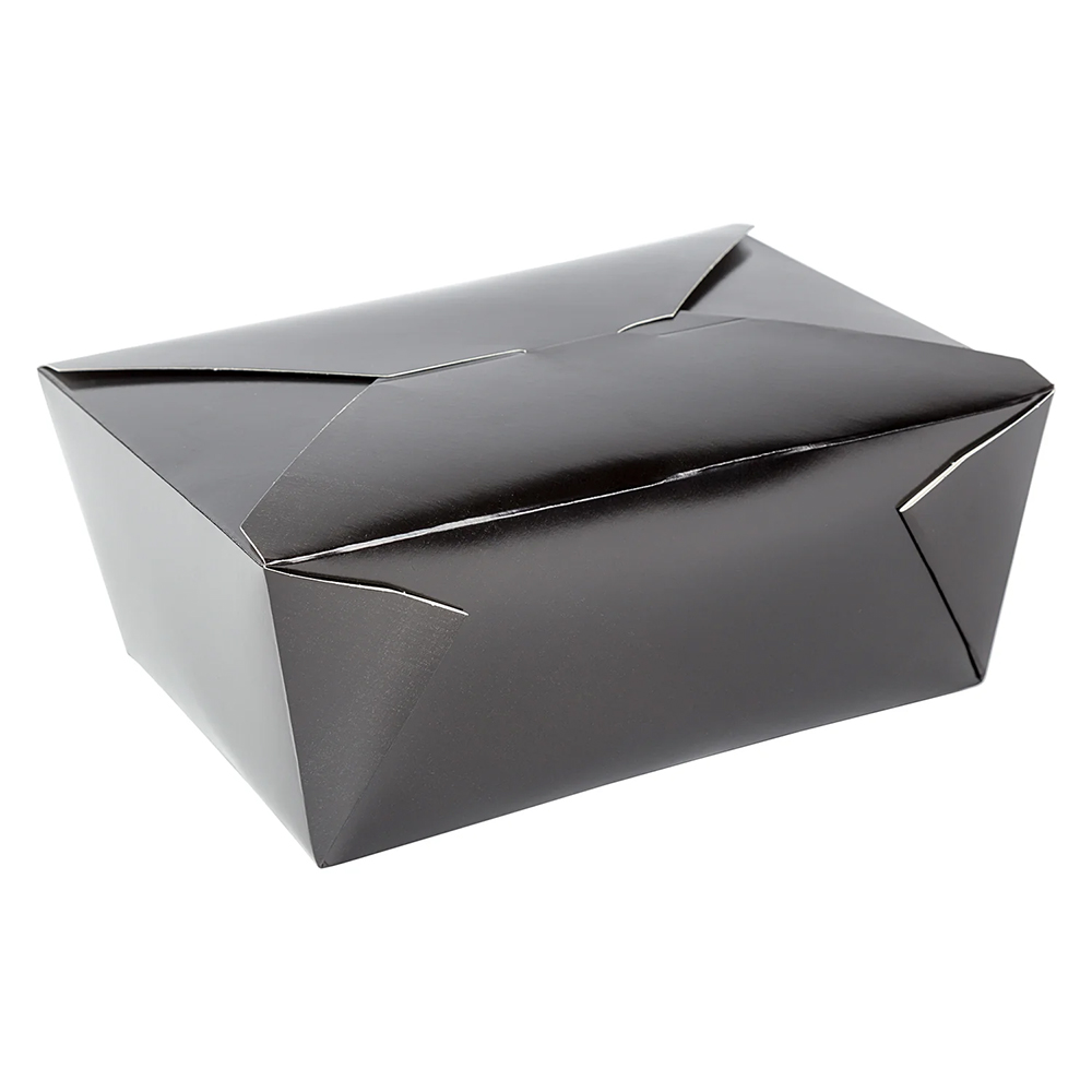 #4 Black Large Folded Paperboard Takeout Box with High Profile - Case ...
