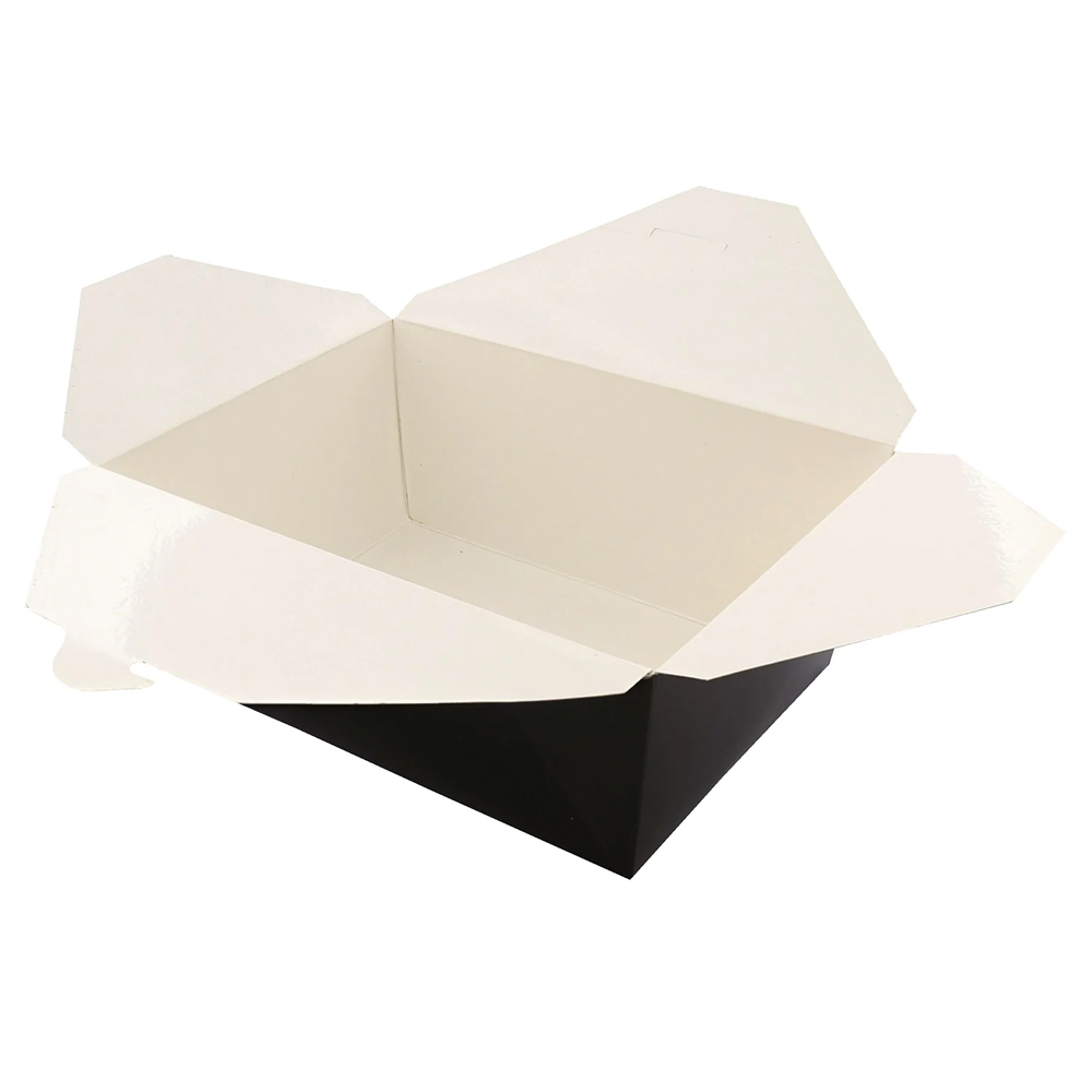 #4 Black Large Folded Paperboard Takeout Box with High Profile - Case ...