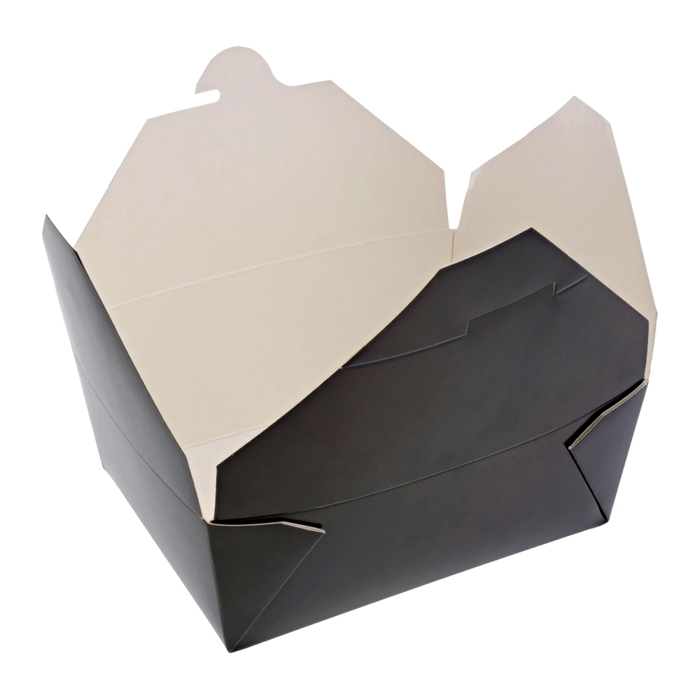#8 Black Medium Folded Paperboard Takeout Box with High Profile - Case ...