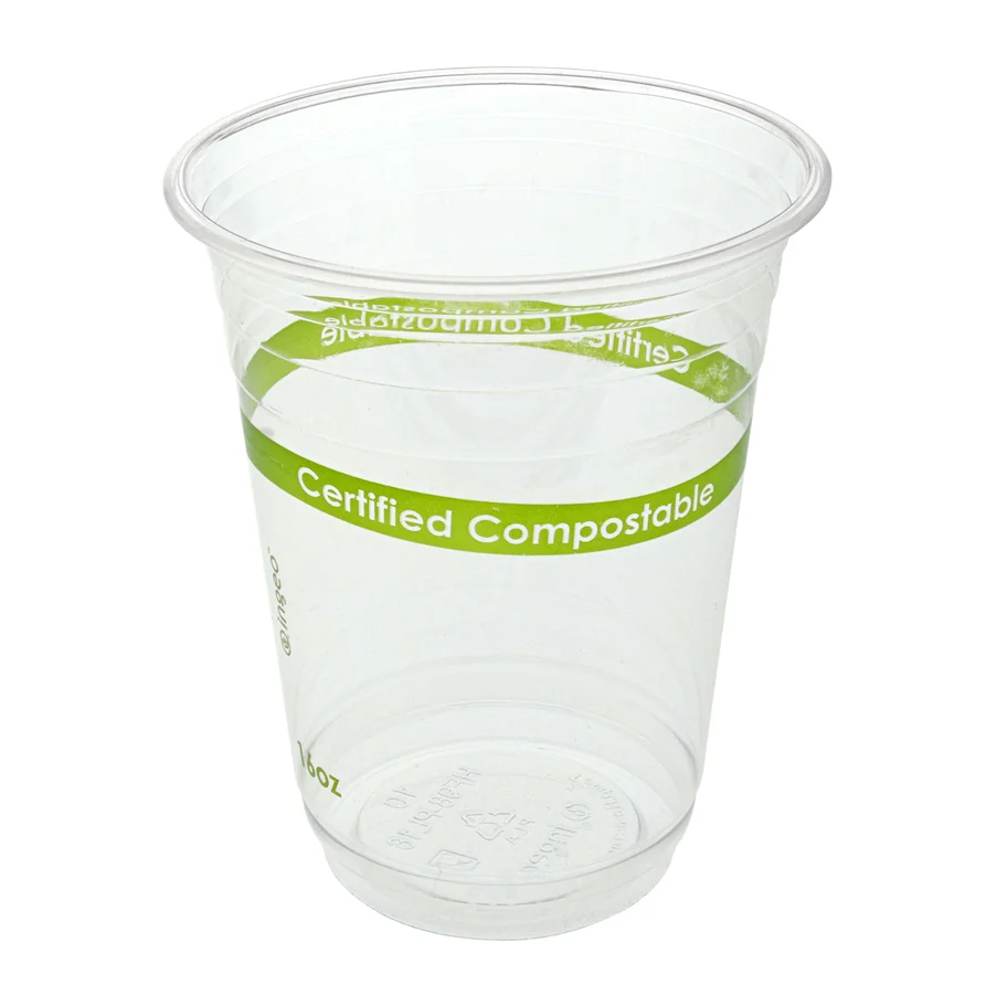 16 oz. Clear PLA Compostable Cold Cup (Lid Sold Separately) - Case of ...