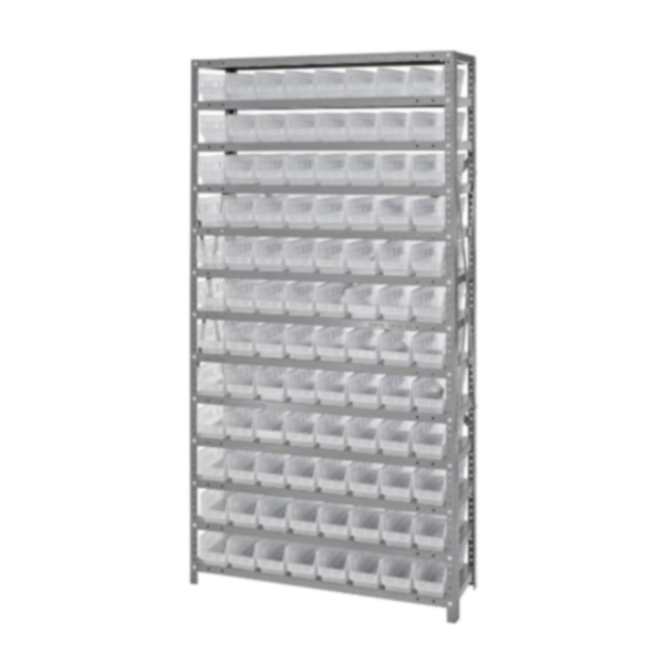 18" W x 36" L x 75" Hgt. Unit with 13 Shelves & 96 Clear Bins 17-7/8" L ...