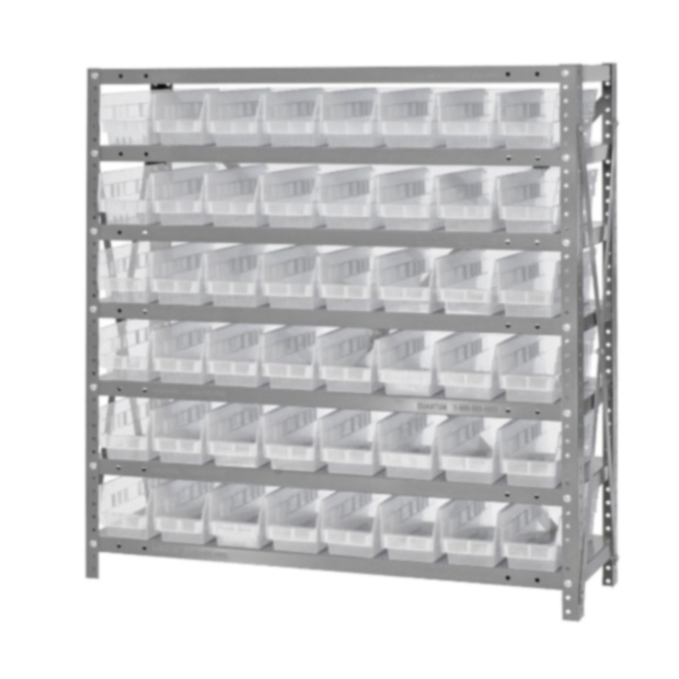 12" W x 36" L x 39" Hgt. Unit with 7 Shelves & 48 Clear Bins 11-5/8" L ...