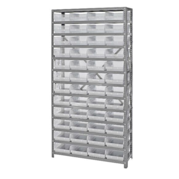 12" W x 36" L x 75" Hgt. Unit with 13 Shelves & 48 Clear Bins 11-5/8" L ...