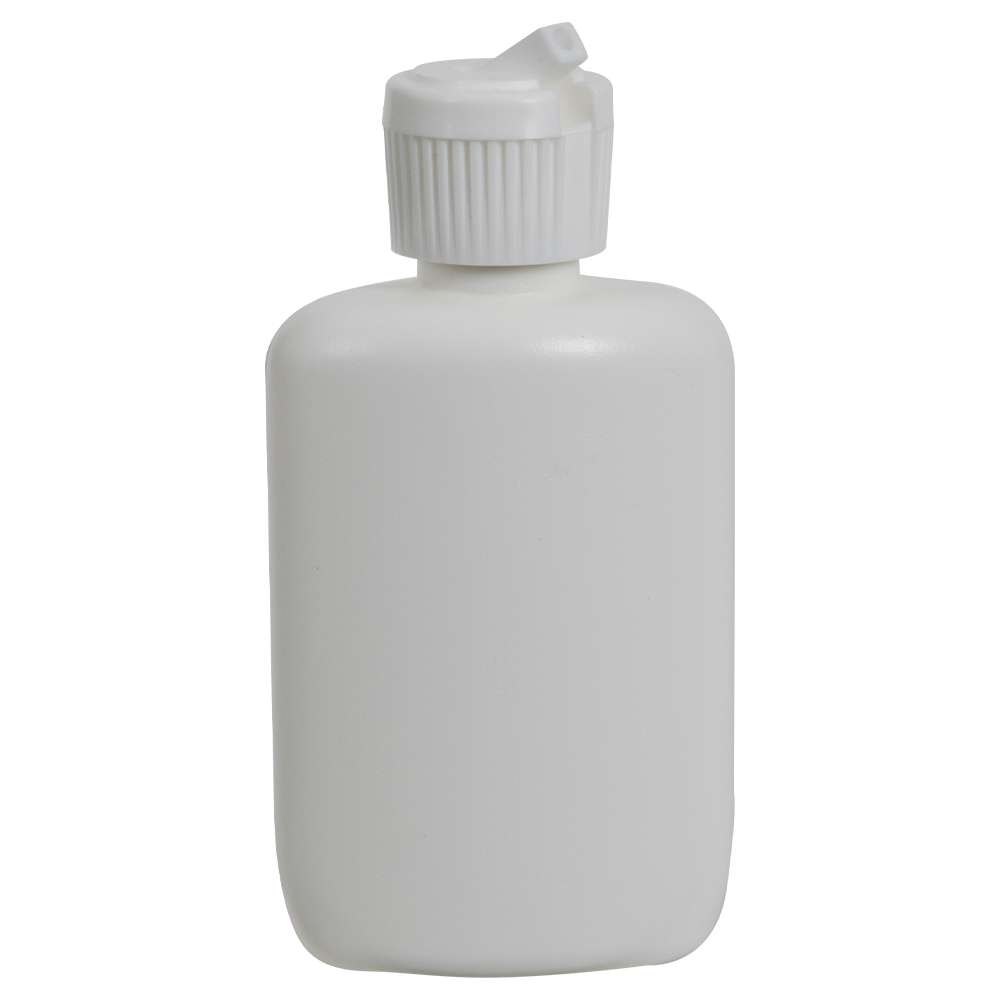 2 oz. White HDPE Oval Bottle with 20/410 White Ribbed Flip-Top ...