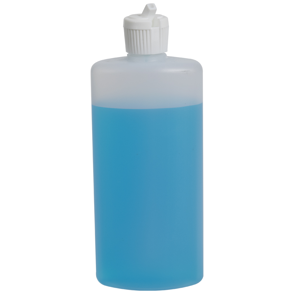6 oz. Natural HDPE Oval Bottle with 20/410 White Ribbed Flip-Top ...