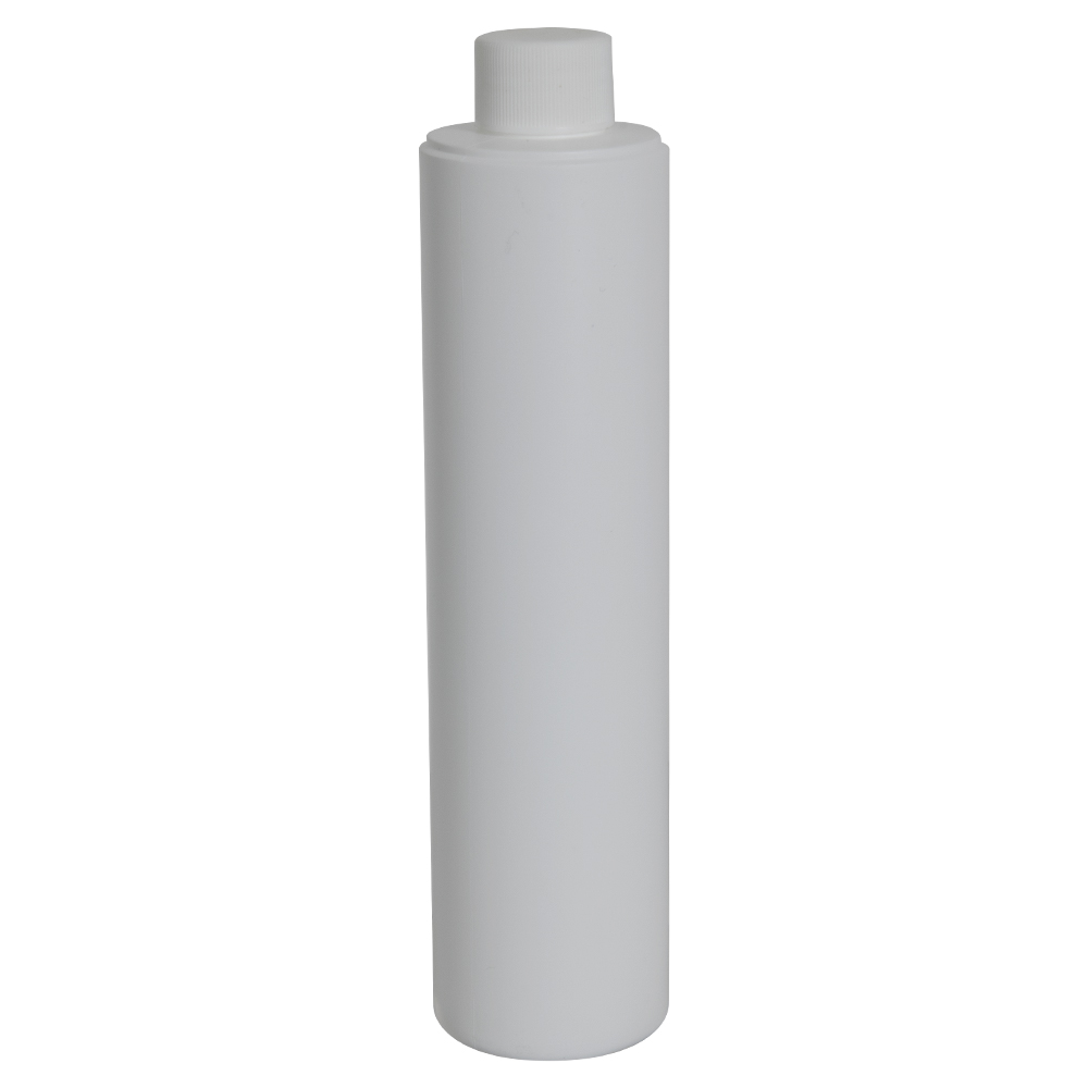 10 oz. White HDPE Cylindrical Sample Bottle with 24/410 White Ribbed Cap with F217 Liner | U.S ...