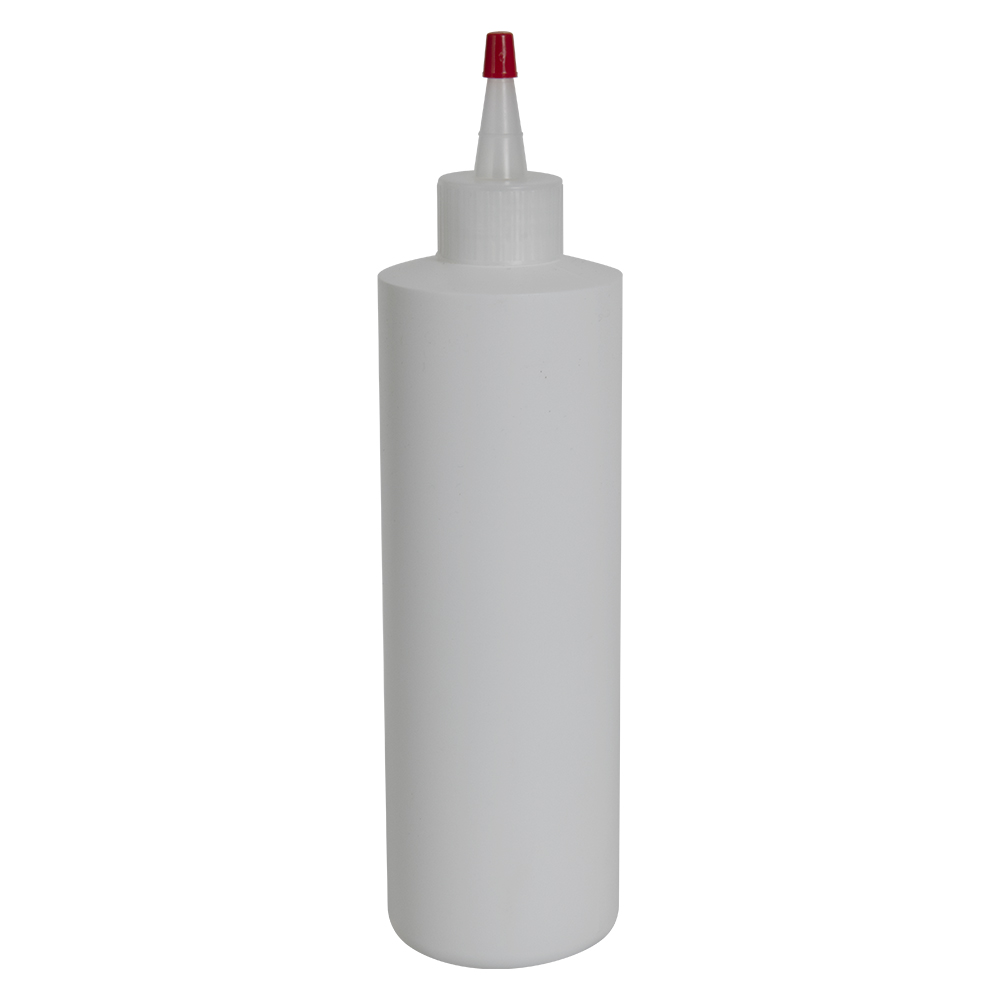 16 oz. White HDPE Cylindrical Sample Bottle with 28/400 Natural Yorker ...