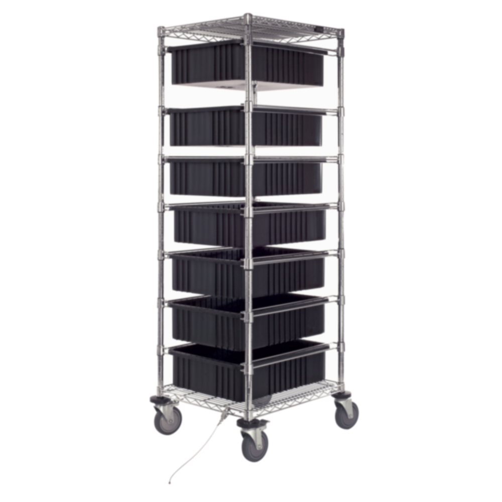 24" L x 21" W x 69" Hgt. Conductive Mobile Cart with 7 - 22-1/2" L x 17 ...