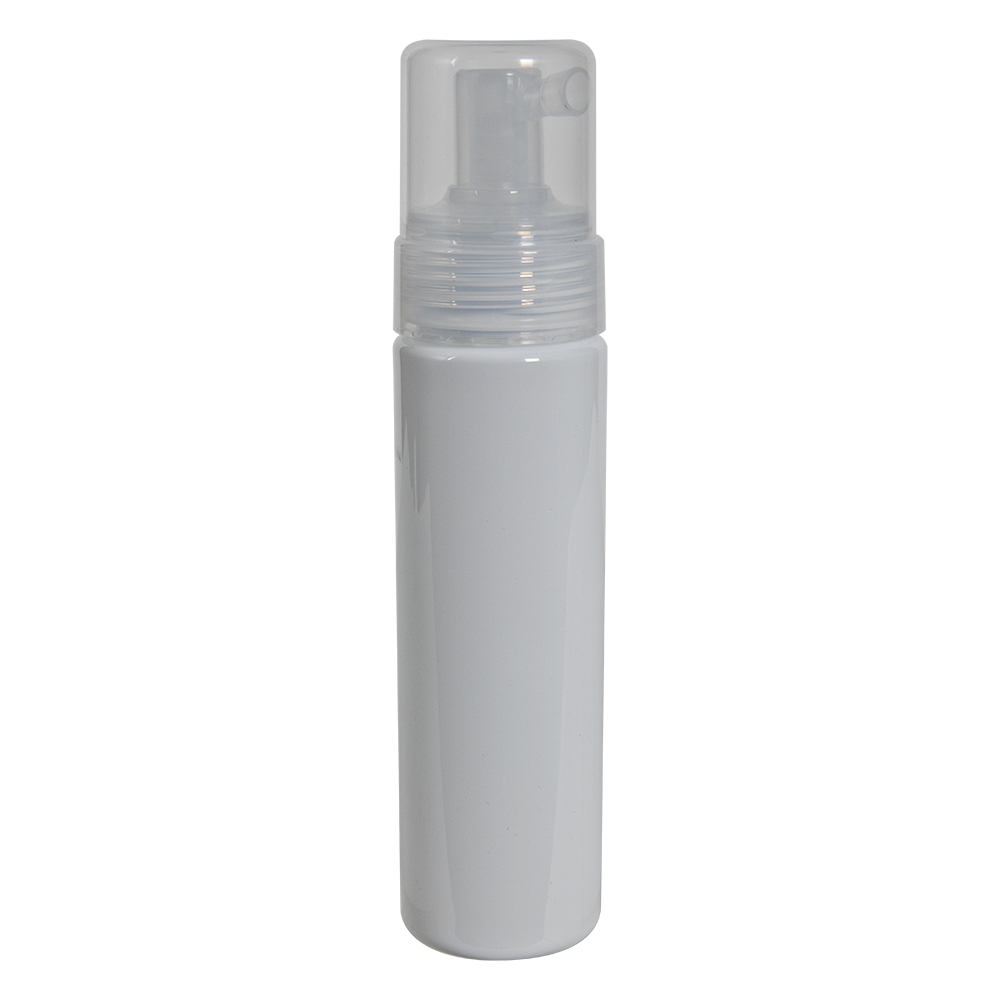 210mL White PET Foaming-Style Cylinder Bottle with 43mm Natural Polypropylene Dispensing Foaming ...