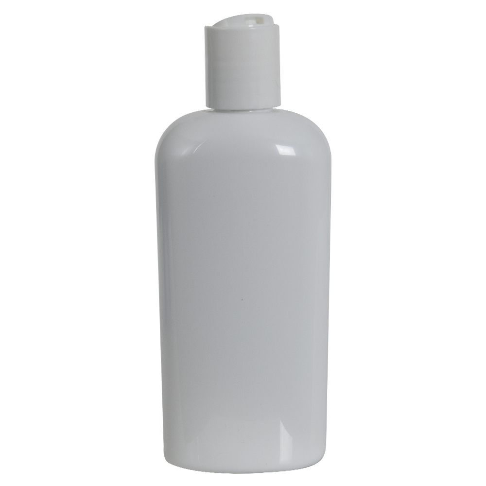 4 oz. White PET Cosmo Oval Bottle with 20/410 White Polypropylene Disc ...