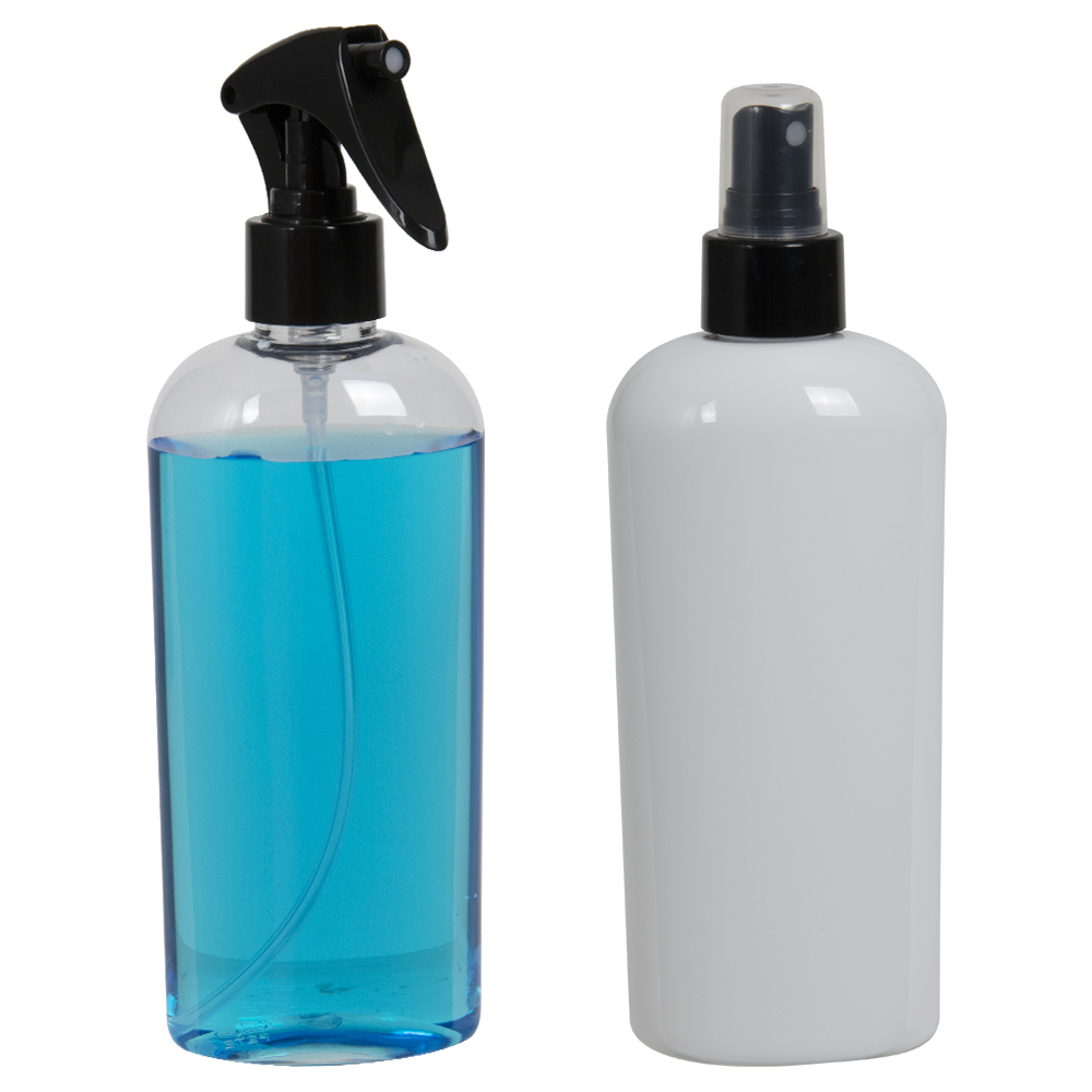 4 oz. Blue PET Cosmo Oval Bottle with 20/410 Black Polypropylene Finger ...