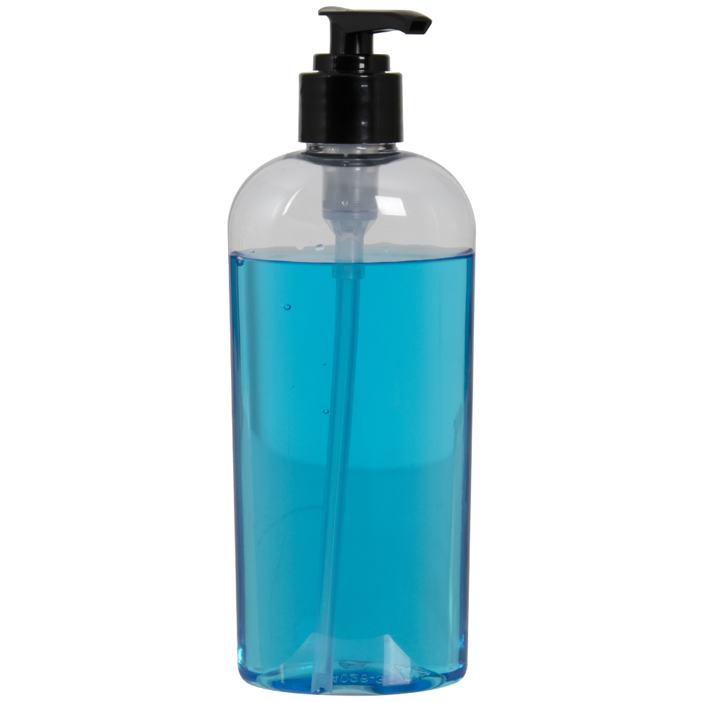 8 oz. Clear PET Cosmo Oval Bottle with 24/410 White Lock-Down Pump ...