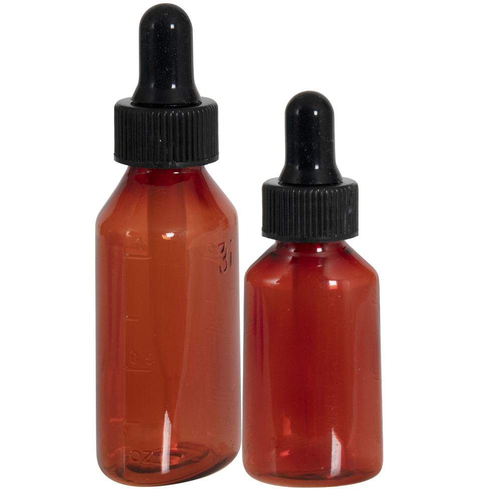 Graduated Oval Plastic Dropper Bottles with Caps | U.S. Plastic Corp.