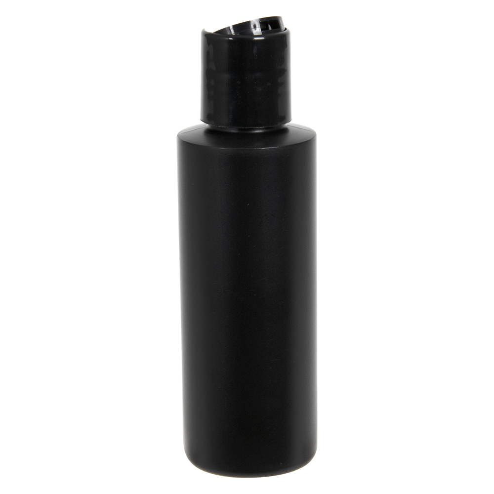 4 oz. Black HDPE Cylindrical Sample Bottle with 24/410 Black Disc-Top Dispensing Cap | U.S ...
