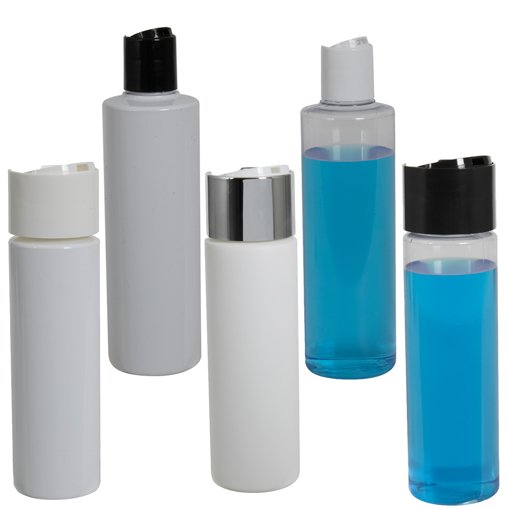 PVC Cylindrical Bottles with Disc-Top Dispensing Caps | U.S. Plastic Corp.