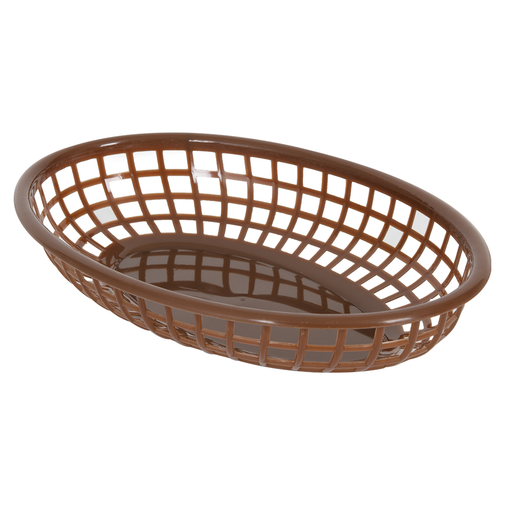 9-1/2" L Medium Brown Plastic Oval Food Basket - Package of 12 | U.S ...