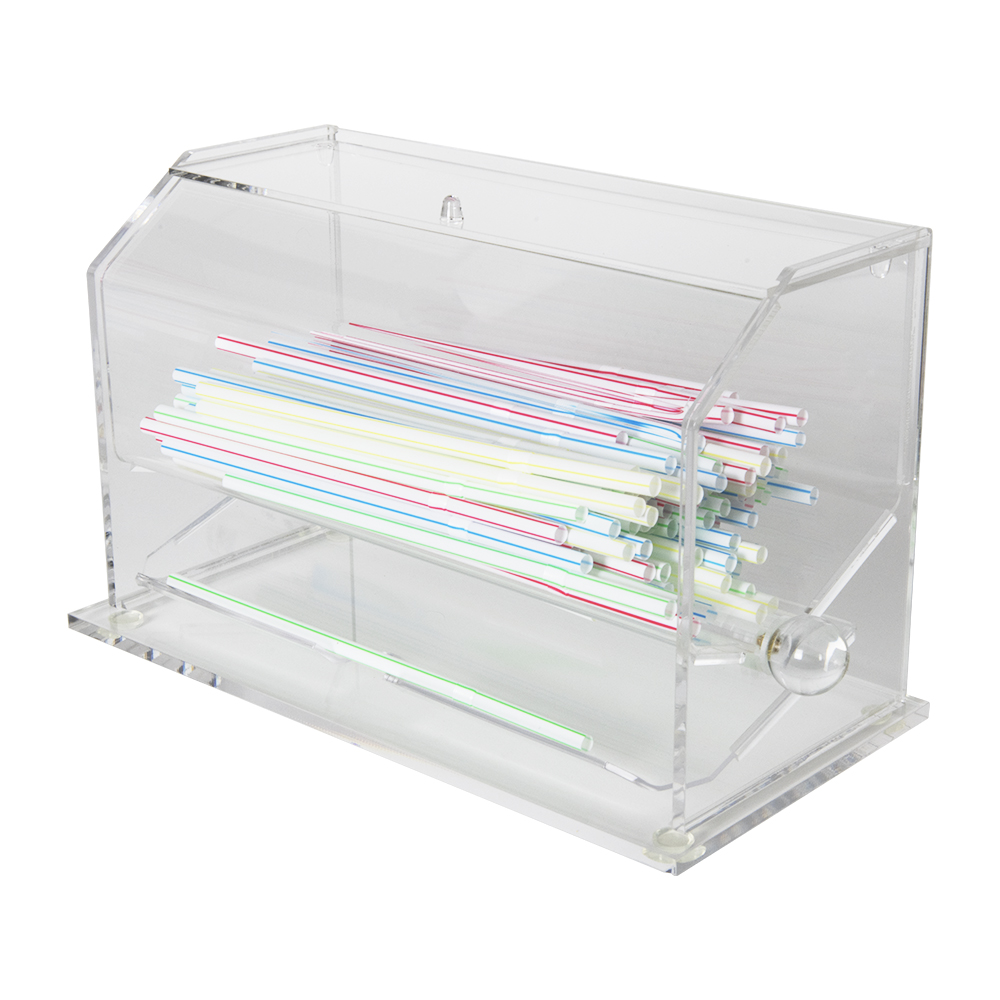 Rectangular Acrylic Straw Dispenser | U.S. Plastic Corp.