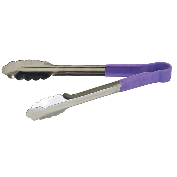 Heat-Resistant Stainless Steel Utility Tongs with Purple Polypropylene ...