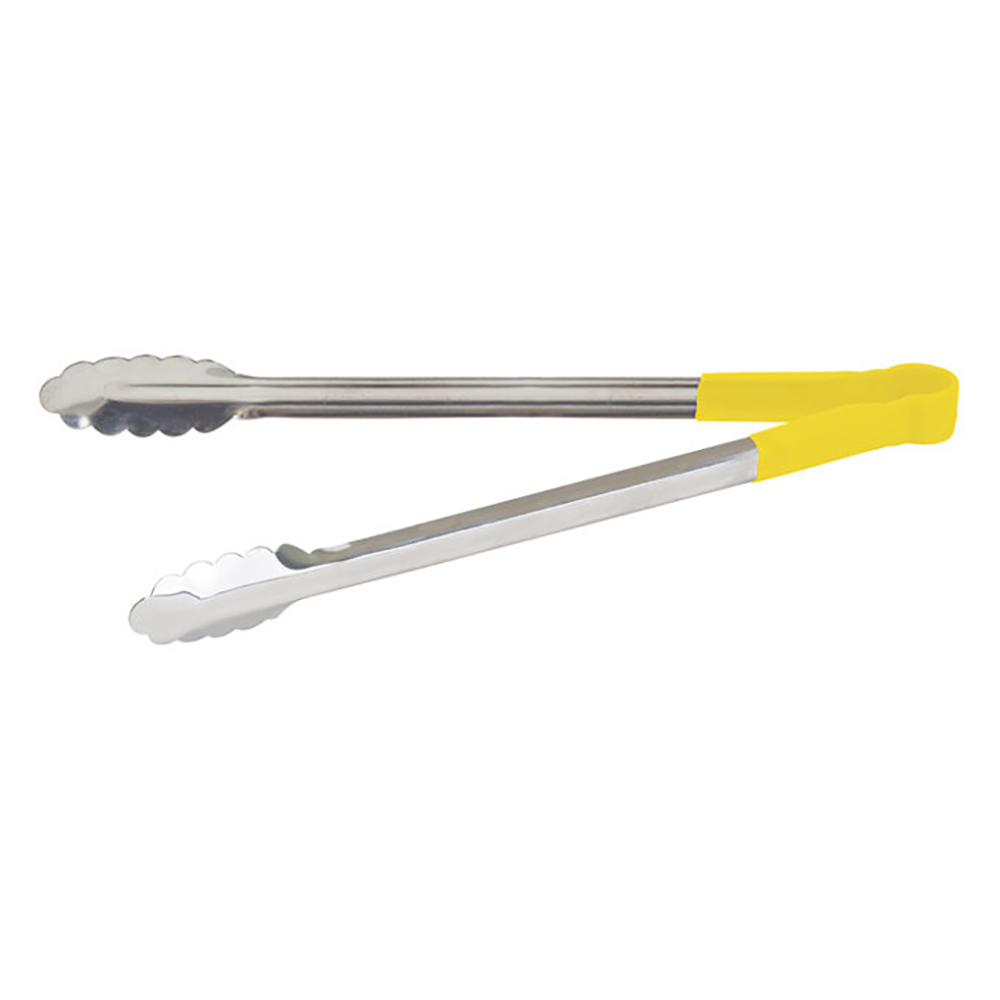 Heat-Resistant Stainless Steel Utility Tongs with Yellow Polypropylene ...