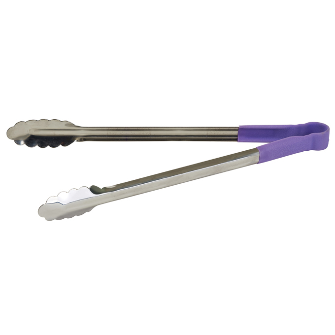 Heat-Resistant Stainless Steel Utility Tongs with Purple Polypropylene ...
