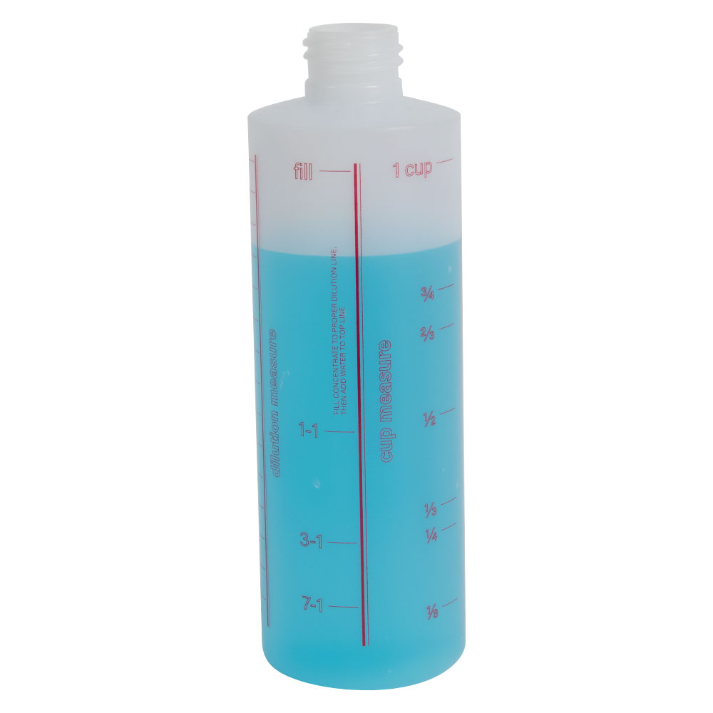8 oz. Natural HDPE Cylindrical Measuring & Dilution Bottle with 24/410 ...