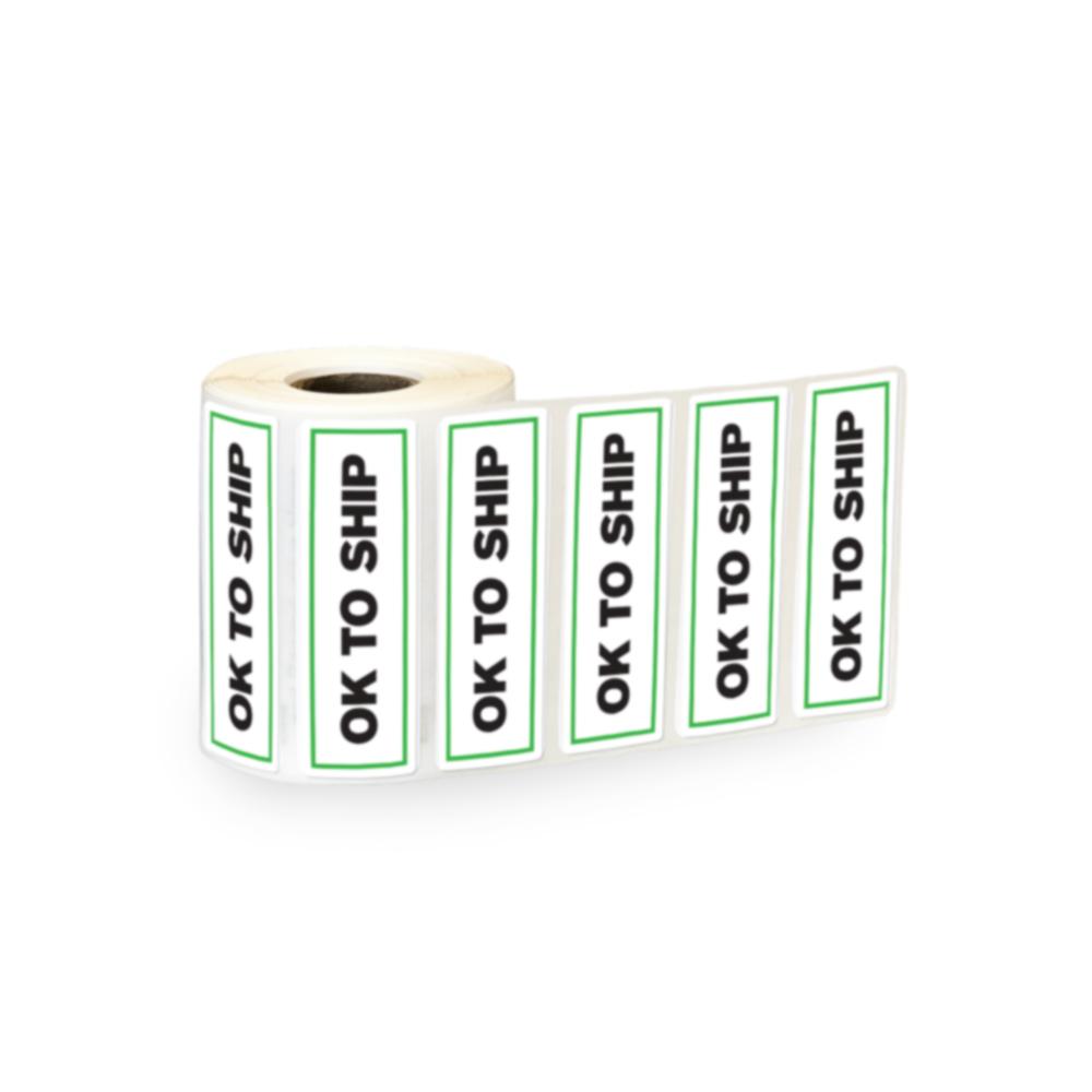 "OK to Ship" Rectangular Paper Label with Green Border - 3" x 1" | U.S ...