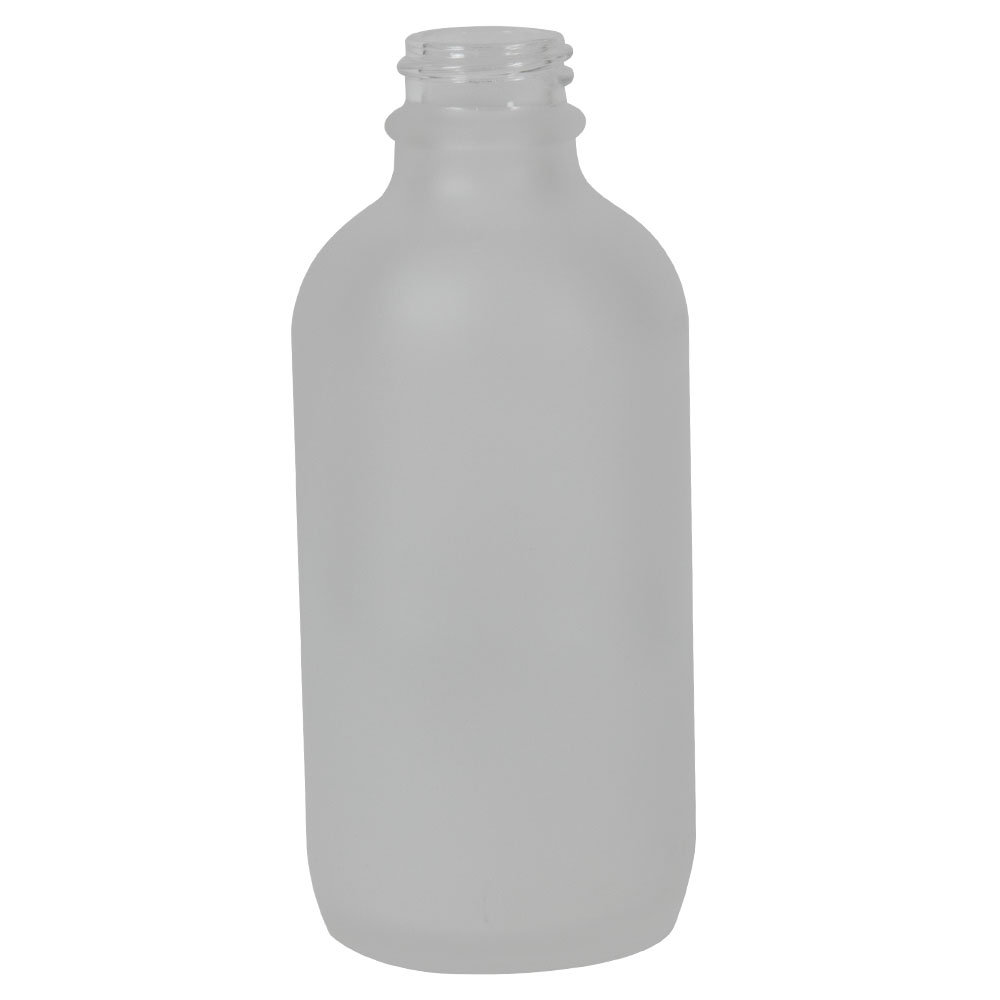 4 oz. Clear Frosted Glass Boston Round Bottle with 22/400 Neck (Cap ...