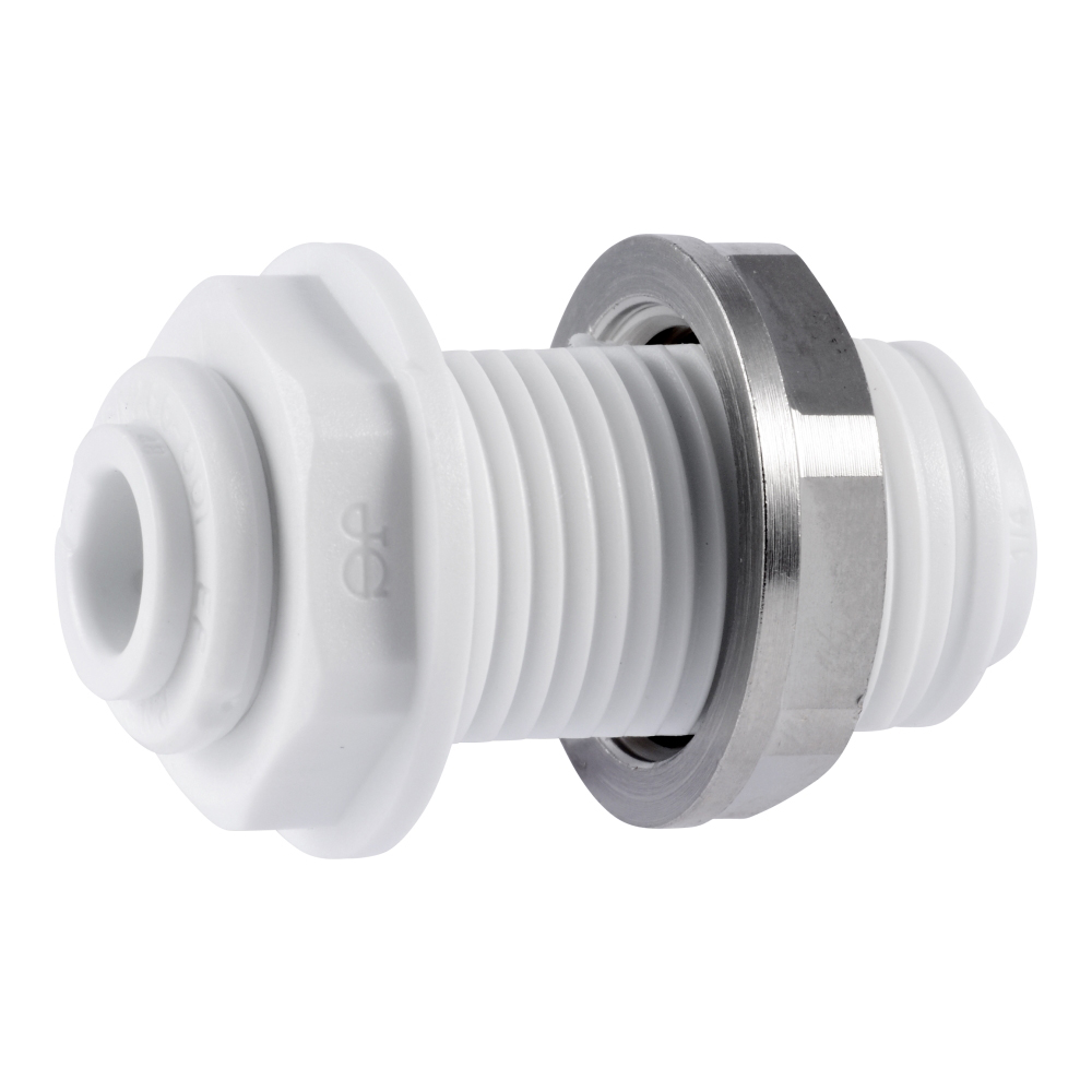 1/4" Tube OD Super Speedfit® White Acetal Bulkhead Union Tube Fitting ...