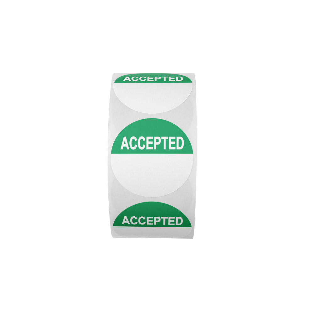 "Accepted" with Write-On Block Round Paper Write-On Label with Green ...