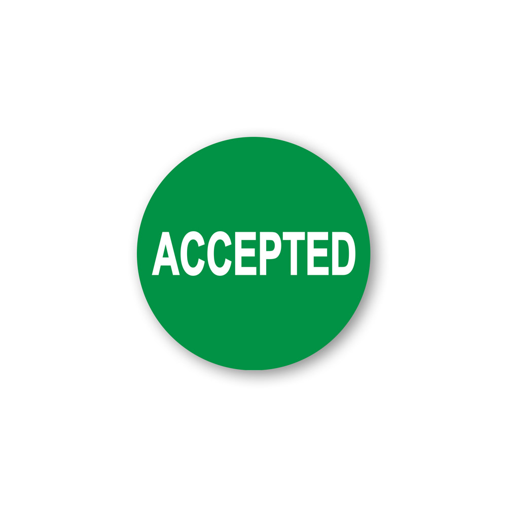 "Accepted" Round Paper Label - 2" Dia. | U.S. Plastic Corp.
