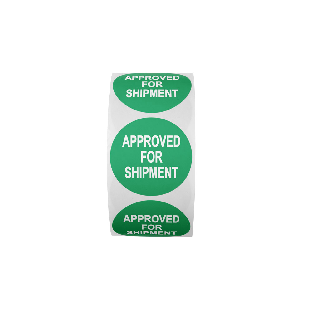 "Approved for Shipment" Round Paper Label with Green Background - 2 ...