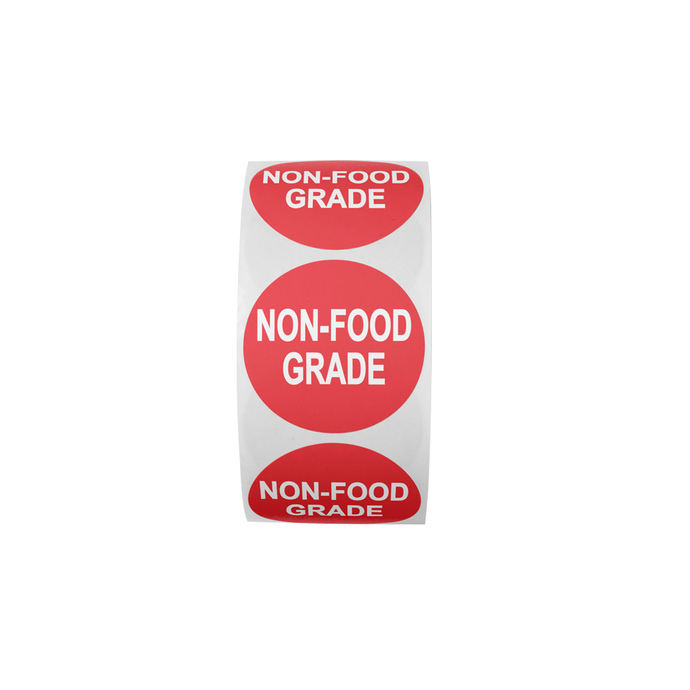 "Non-Food Grade" Round Paper Label with Red Background - 2" Dia. | U.S ...