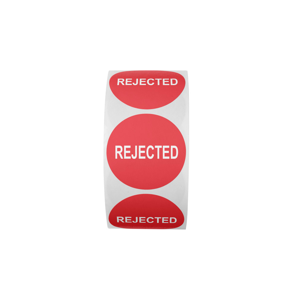 "Rejected" Round Paper Label with Red Background - 2" Dia. | U.S ...